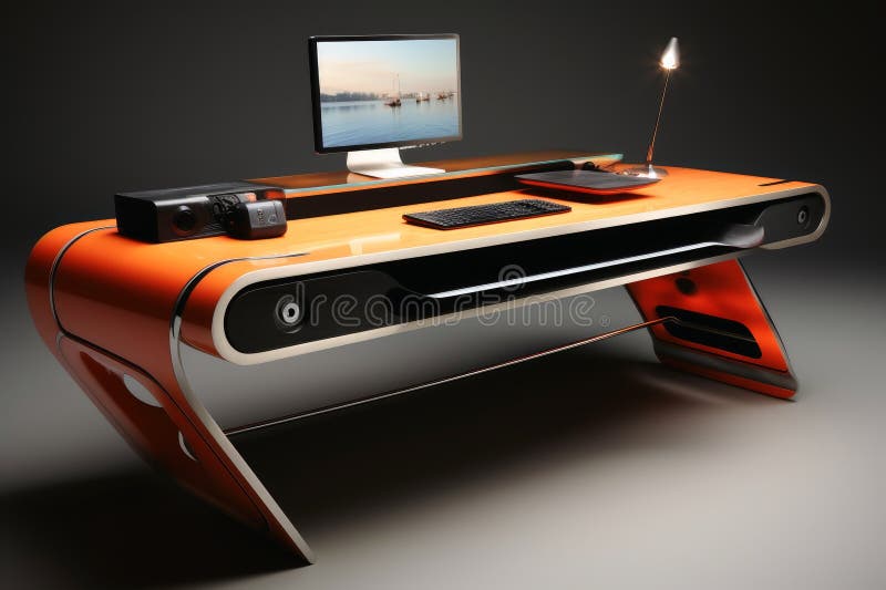 A Hyper Modern Working Desk Concept Stock Illustration - Illustration ...