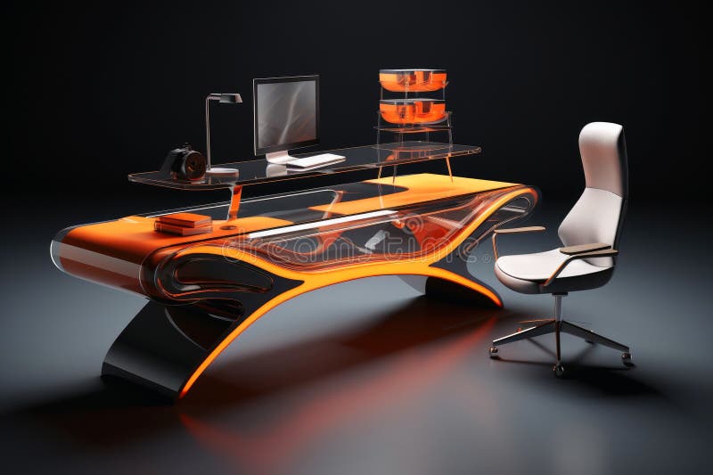 A Hyper Modern Working Desk Concept Stock Illustration - Illustration ...