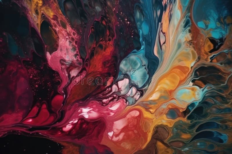 Hyper Realistic Abstract Acrylic Pour. AI Generated Stock Illustration ...