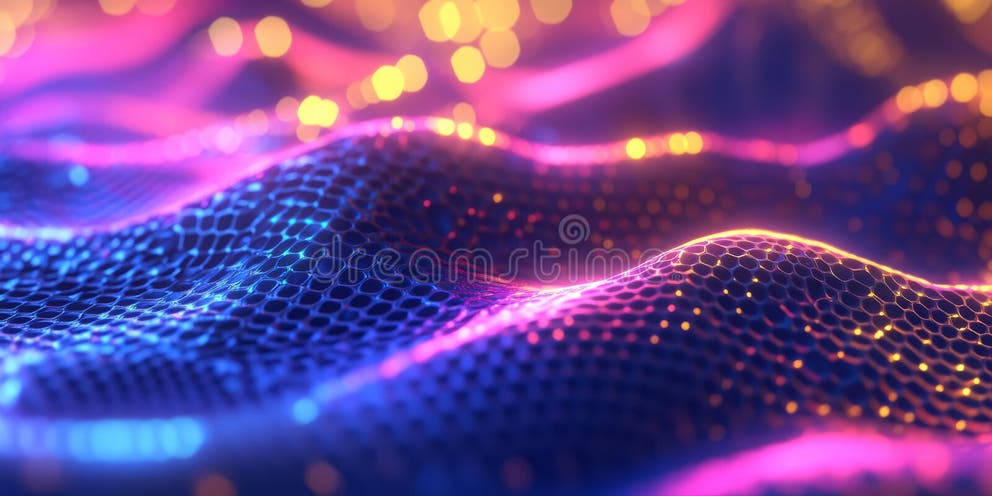 A Hyper-realistic Abstract Background with a Matrix of Pulsating Hexagonal Tiles, Dynamically ...