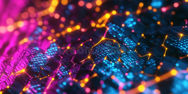 Hyper Realistic Abstract Background Matrix Pulsating Hexagonal Tiles Dynamically Stock Photos ...