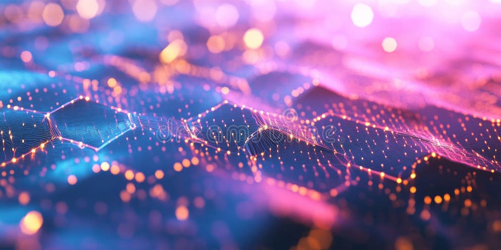 A Hyper-realistic Abstract Background with a Matrix of Pulsating Hexagonal Tiles, Dynamically ...