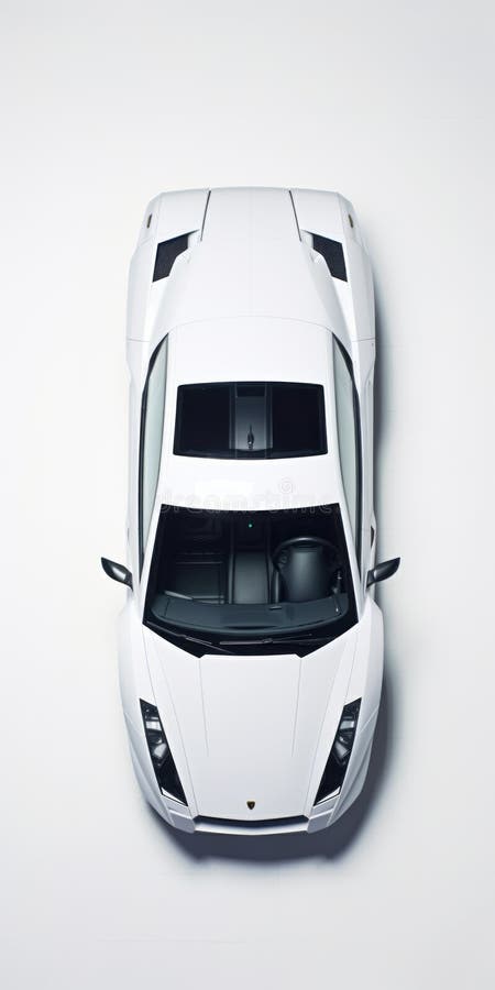 Hyper-realistic Aerial View of White Lamborghini: Innovative Studio ...
