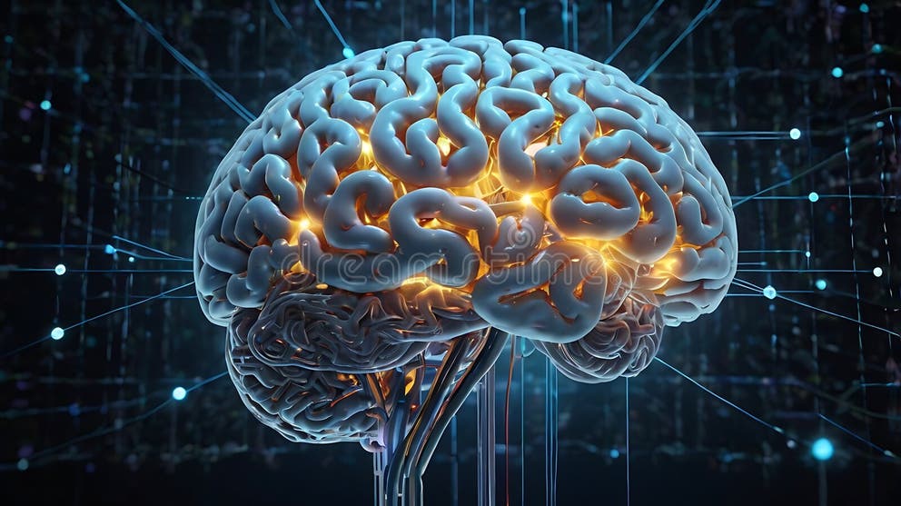 Hyper-Realistic AI Brain with Digital Neural Networks and Data Streams Stock Photo - Image of ...
