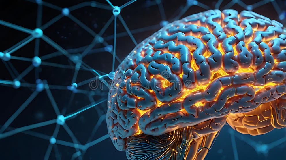 Hyper-Realistic AI Brain with Digital Neural Networks and Data Streams Stock Image - Image of ...