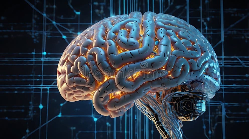 Hyper-Realistic AI Brain with Digital Neural Networks and Data Streams Stock Photo - Image of ...