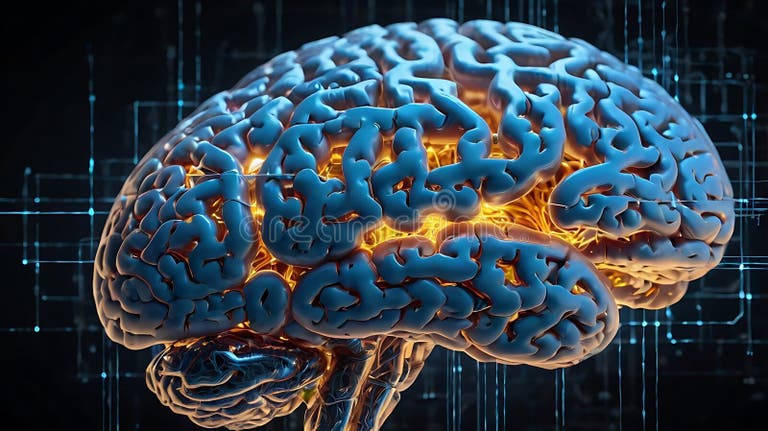 Hyper-Realistic AI Brain with Digital Neural Networks and Data Streams Stock Image - Image of ...