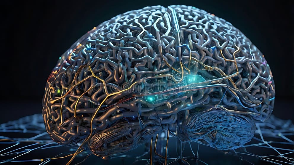 Hyper-Realistic AI Brain with Digital Neural Networks and Data Streams Stock Photo - Image of ...