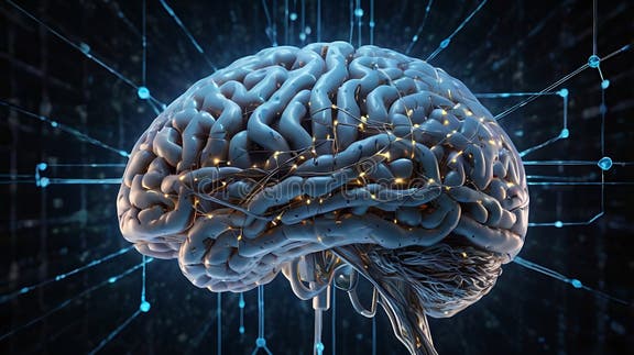 Hyper-Realistic AI Brain with Digital Neural Networks and Data Streams ...