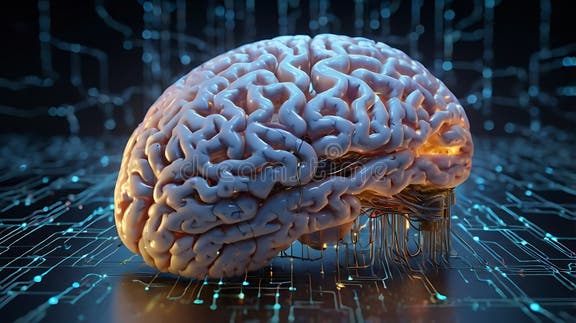 Hyper-Realistic AI Brain with Digital Neural Networks and Data Streams Stock Image - Image of ...