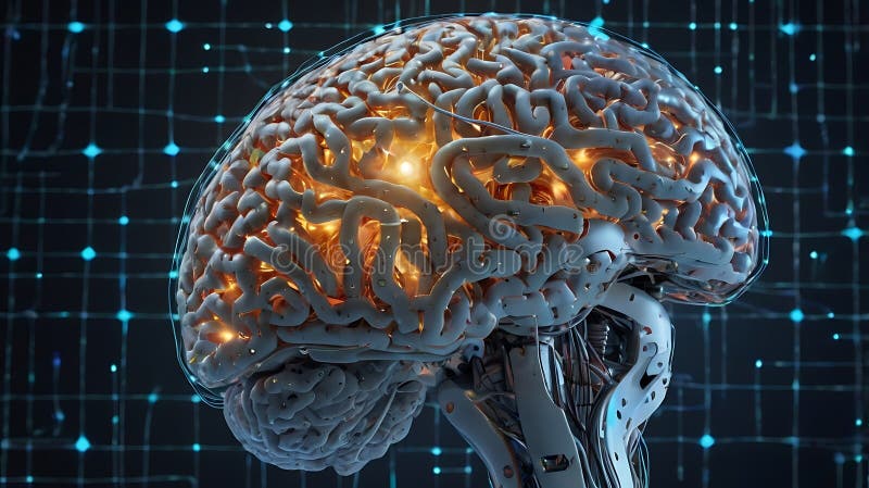Hyper-Realistic AI Brain with Digital Neural Networks and Data Streams Stock Photo - Image of ...