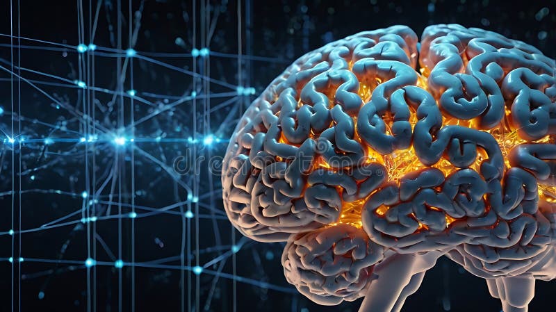 Hyper-Realistic AI Brain with Digital Neural Networks and Data Streams Stock Image - Image of ...