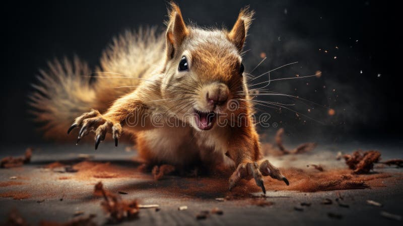 Hyper-realistic Animated Image of Angry Squirrel in Death Strike Pose ...