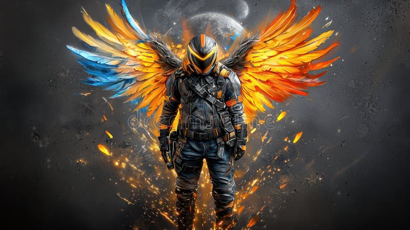 Hyper Realistic Artwork of Cosmic Soldier with Vibrant Wings ...