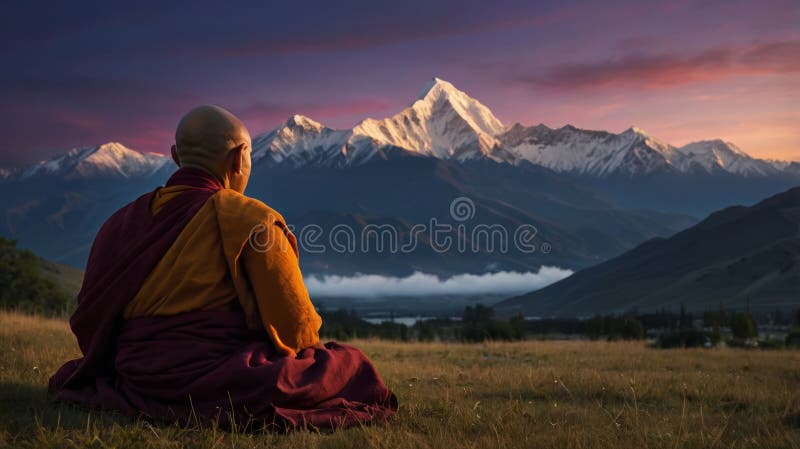 Buddhist Monk Sitting in the Lotus Position Stock Image - Image of monk ...