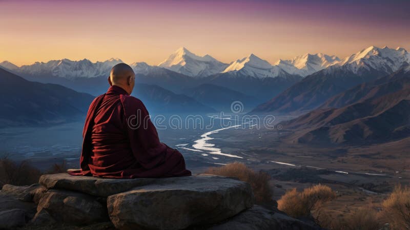Buddhist Monk Sitting in the Lotus Position Stock Image - Image of calm ...