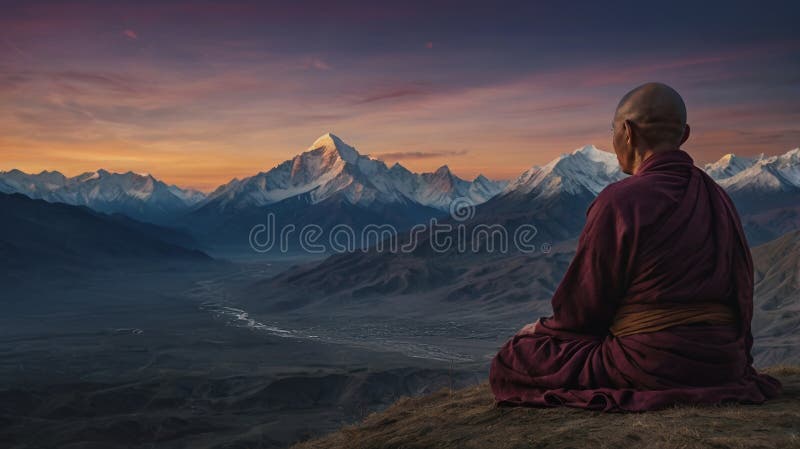 Buddhist Monk Sitting in the Lotus Position Stock Photo - Image of ...