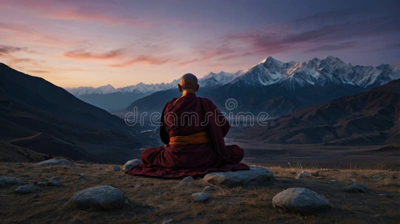 Buddhist Monk Sitting in the Lotus Position Stock Photo - Image of ...