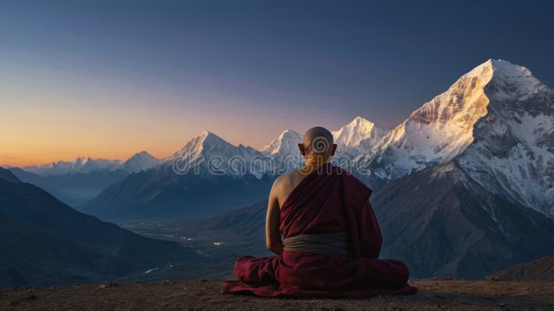 Buddhist Monk Sitting in the Lotus Position Stock Photo - Image of monk ...