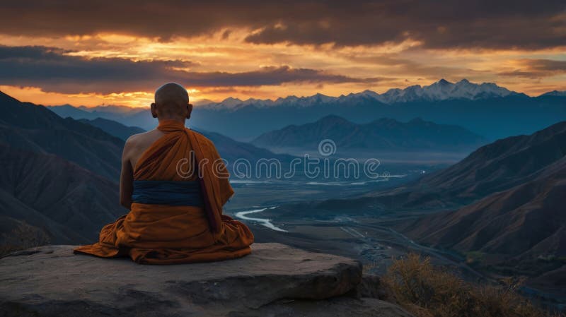 Buddhist Monk Sitting in the Lotus Position Stock Image - Image of ...