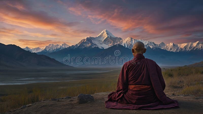 Buddhist Monk Sitting in the Lotus Position Stock Image - Image of ...