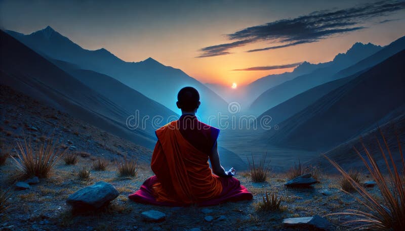 Buddhist Monk Sitting in the Lotus Position Stock Photo - Image of ...