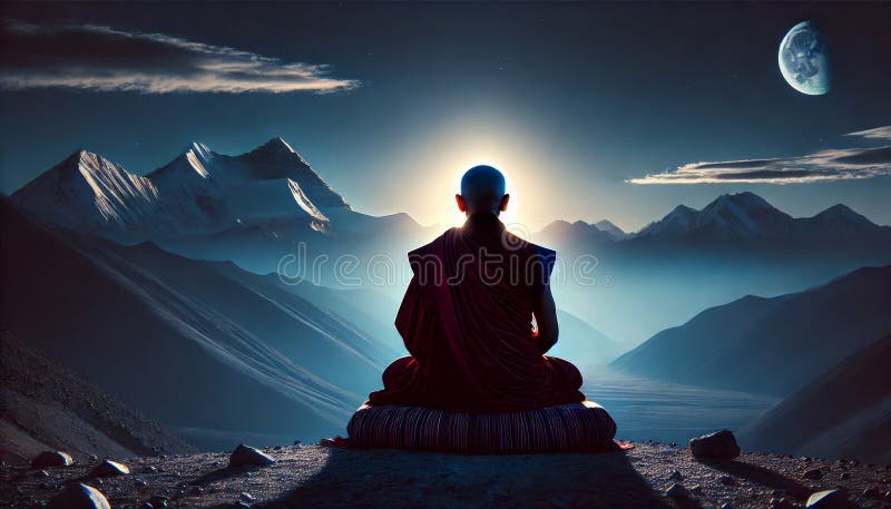 Buddhist Monk Sitting in the Lotus Position Stock Image - Image of monk ...
