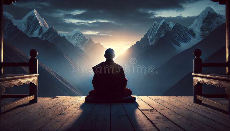 Buddhist Monk Sitting in the Lotus Position Stock Photo - Image of ...