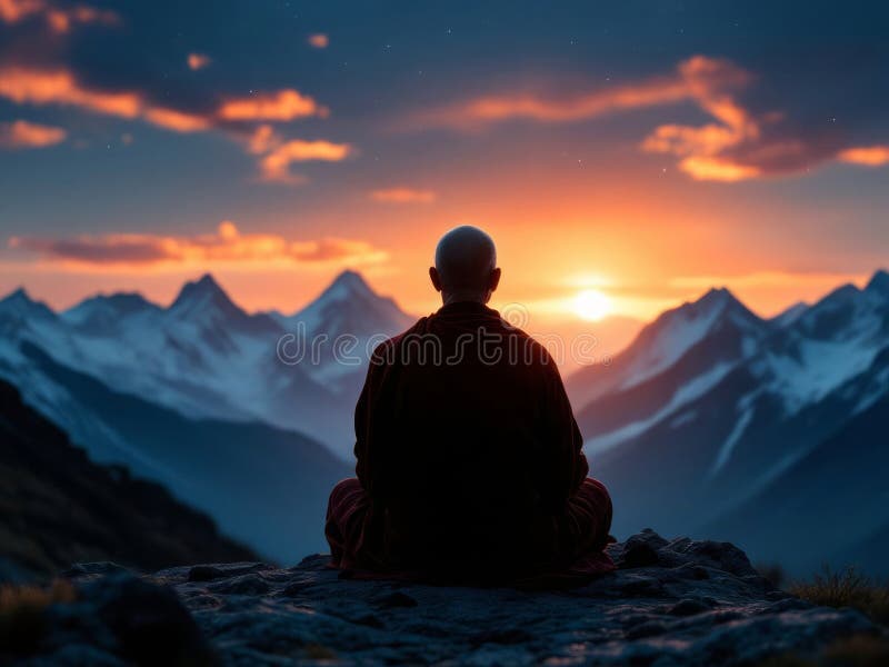 Buddhist Monk Sitting in the Lotus Position Stock Image - Image of ...