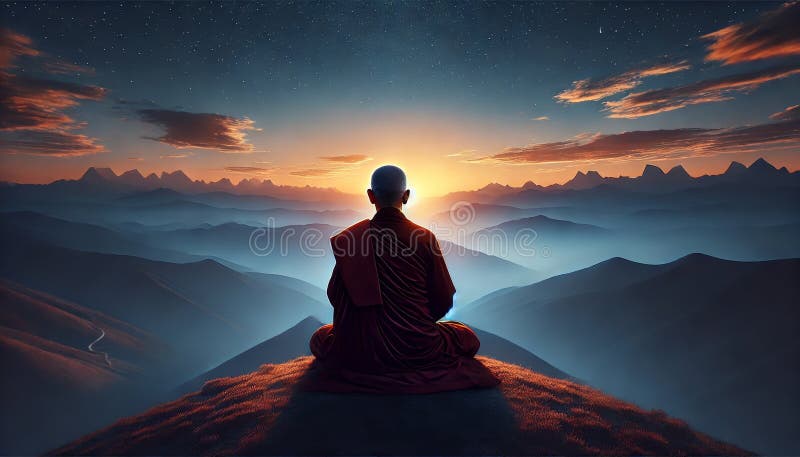 Buddhist Monk Sitting in the Lotus Position Stock Photo - Image of ...