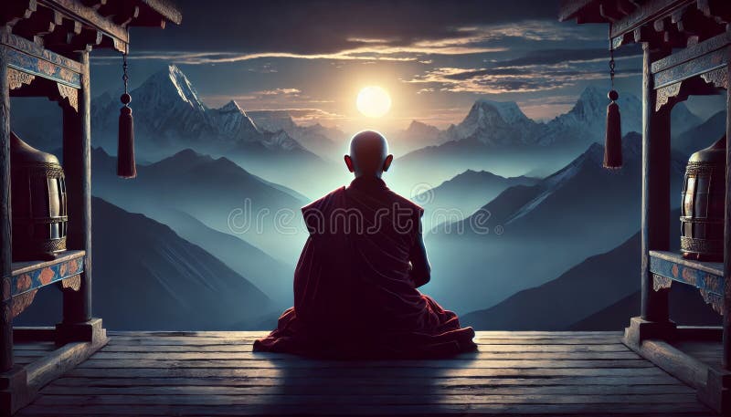 Buddhist Monk Sitting in the Lotus Position Stock Image - Image of ...