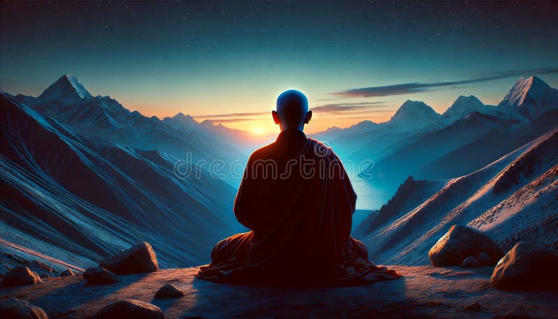 Buddhist Monk Sitting in the Lotus Position Stock Image - Image of ...