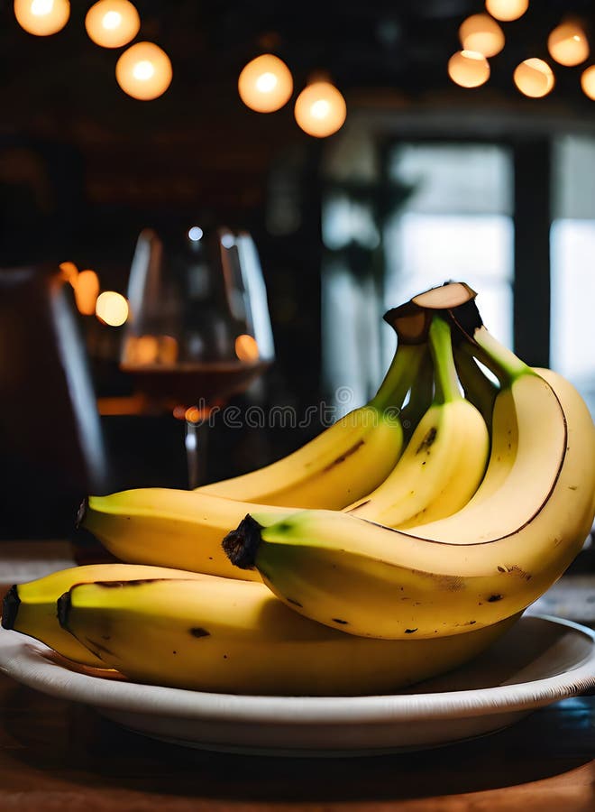 Hyper Realistic Banans in Cozy Restaurant. Stock Illustration ...