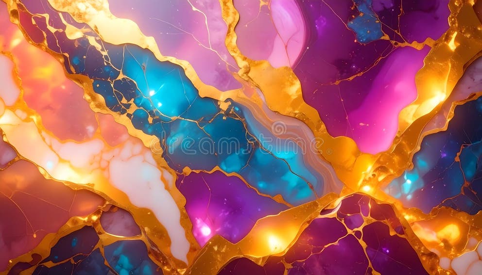 Hyper-Realistic Bioluminescent Marble Wall Stock Illustration ...