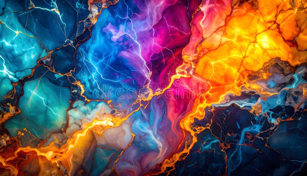 Hyper-Realistic Bioluminescent Marble Wall Stock Illustration ...