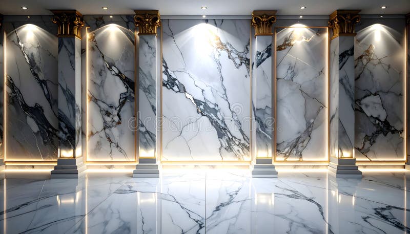 Hyper-Realistic Bioluminescent Marble Wall Stock Image - Image of ...