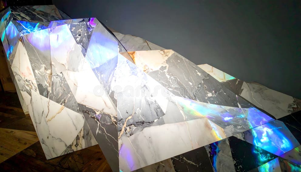 Hyper-Realistic Bioluminescent Marble Wall Stock Image - Image of ...