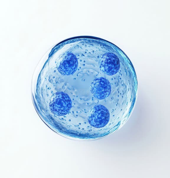 Hyper-Realistic Blue Cells Inside Egg Cell on White Background Stock ...