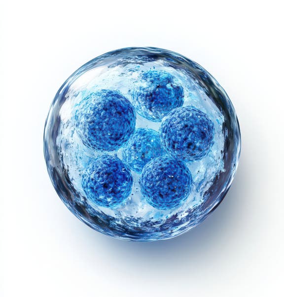 Hyper-Realistic Blue Cells Inside Egg Cell on White Background Stock ...