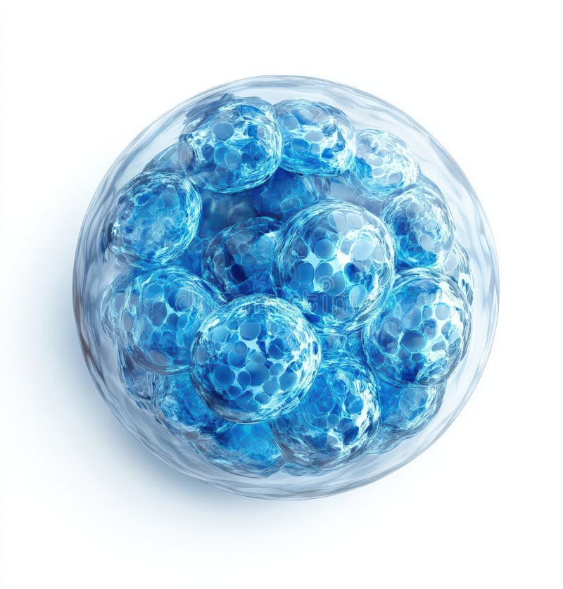Hyper-Realistic Blue Cells Inside Egg Cell on White Background Stock ...