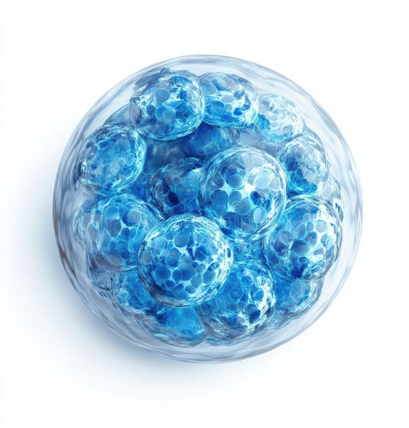 Hyper-Realistic Blue Cells Inside Egg Cell on White Background Stock ...