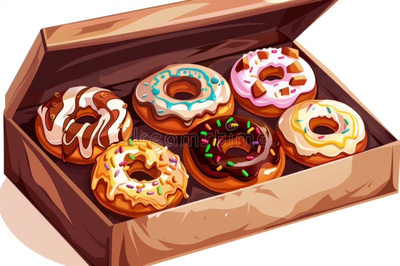 Hyper Realistic Box of Exaggeratedly Glossy Donuts, Creating a Visually ...