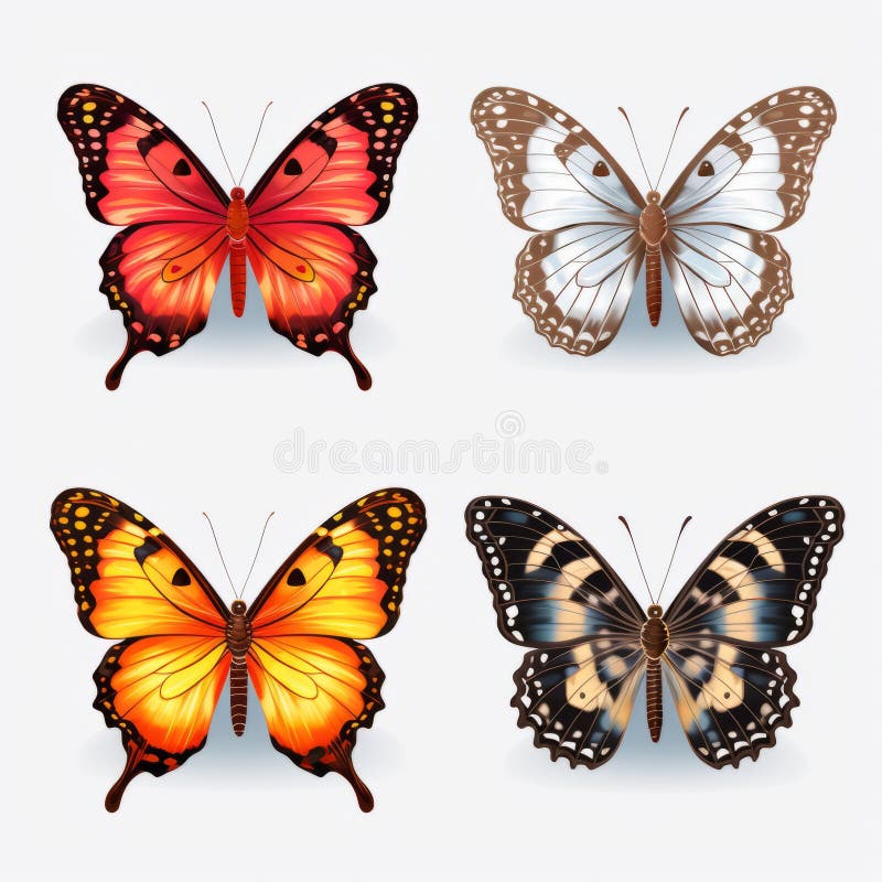 Hyper-realistic Butterfly Illustrations with Diverse Colors Stock ... Hyper-realistic Butterfly Illustrations with Diverse Colors Stock ...