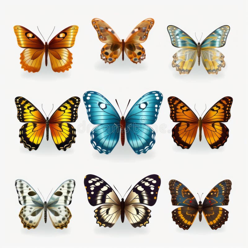 Hyper-realistic Butterfly Vector Illustrations on Transparent ...
