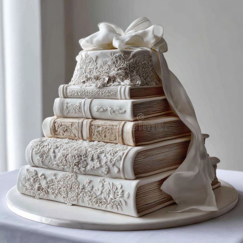 Hyper-realistic Cake Shaped Like a Stack of Books with Stock Image ...