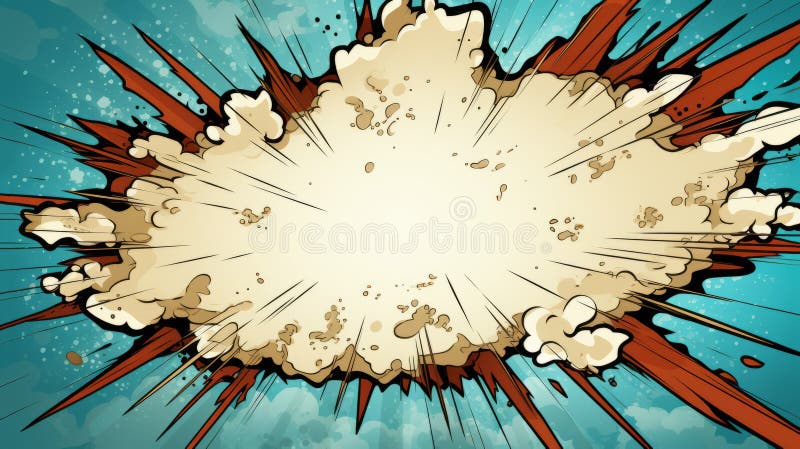 Hyper Realistic Cartoon Explosion in Dark Beige and Sky-blue Stock ...