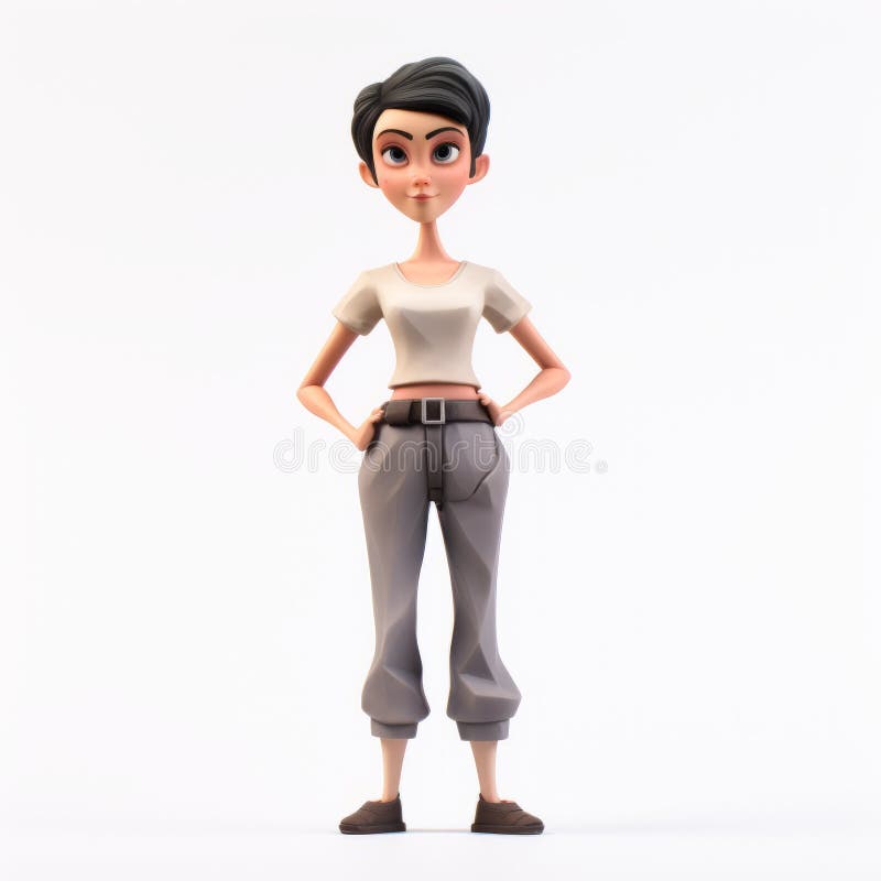 Hyper-realistic Cartoon Female Figure on White Background Stock ...