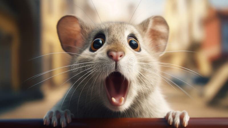 Hyper-realistic Cartoon Mouse with Animated Exuberance Stock ...