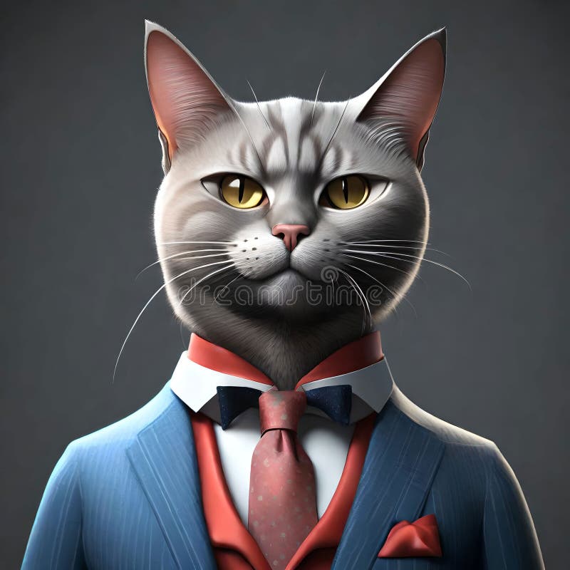 Hyper Realistic Cat Portrait in Modern Dress - NFT Art Stock ...