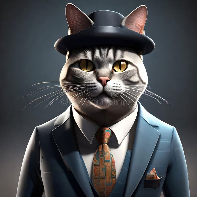 Hyper Realistic Cat Portrait in Modern Dress - NFT Art Stock ...